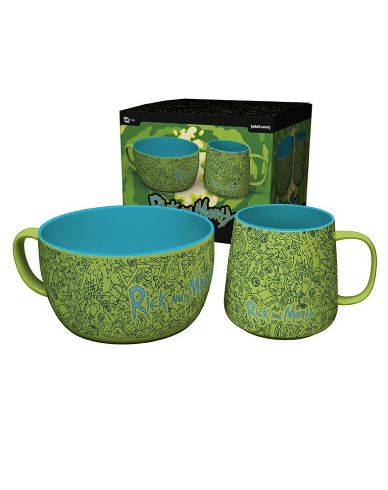 RICK AND MORTY - BREAKFAST SET TAZA + BOWL - PATTERN